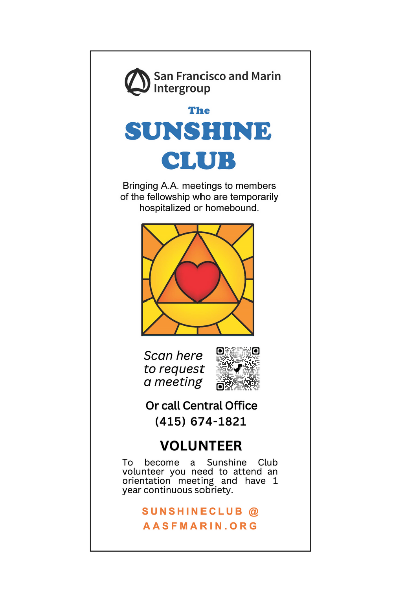 Sunshine Club Rack Card (FREE) – San Francisco and Marin Intergroup ...